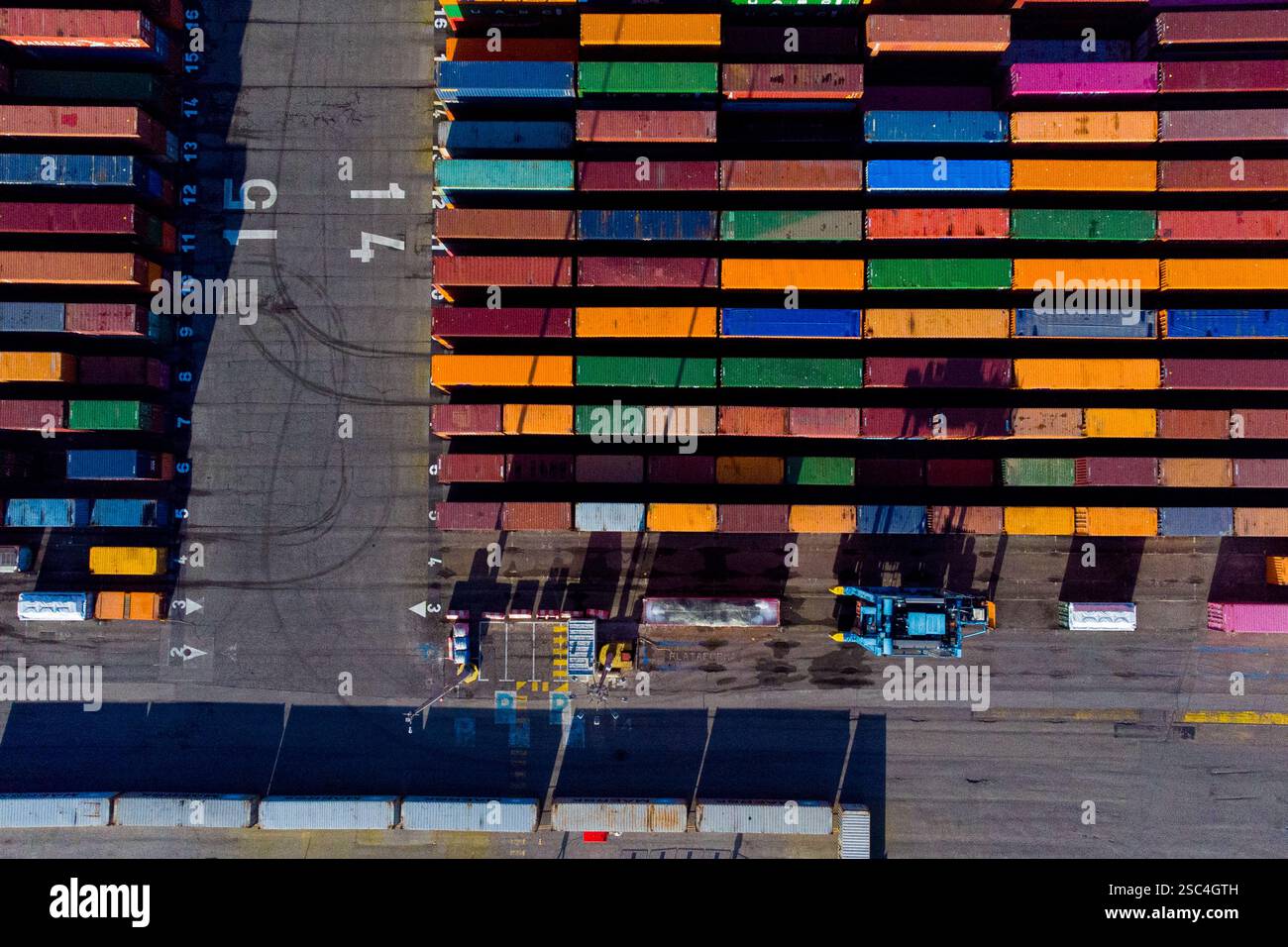 Barcelona, Spain. 4th Feb, 2025. (Image taken with a drone) Shipping ...
