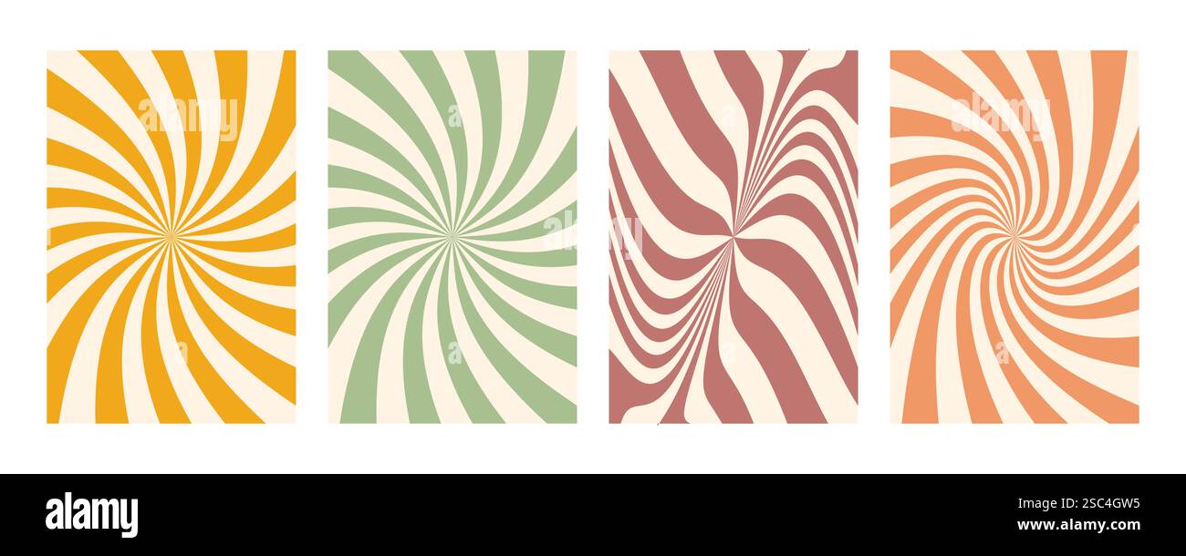 Groovy swirl stripe set. Hand drawn groovy, hippie backgrounds. Y2k ...