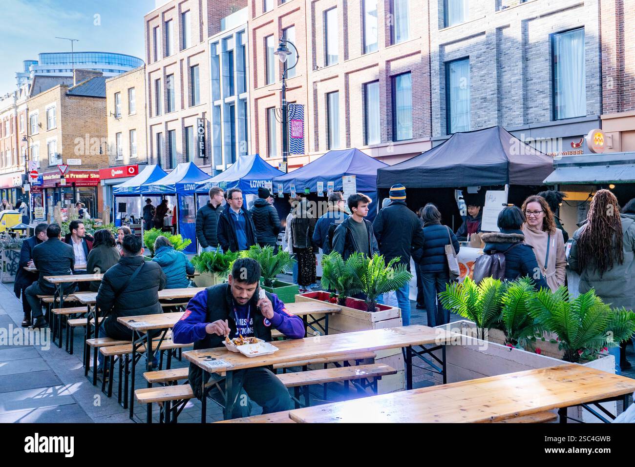 Lower Marsh street food market in South London, England on the 5th ...