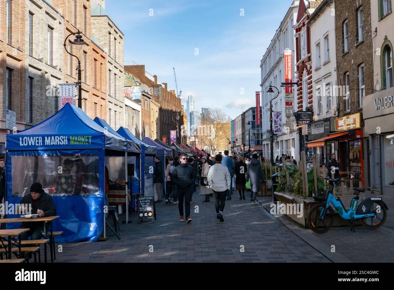 Lower Marsh street food market in South London, England on the 5th ...