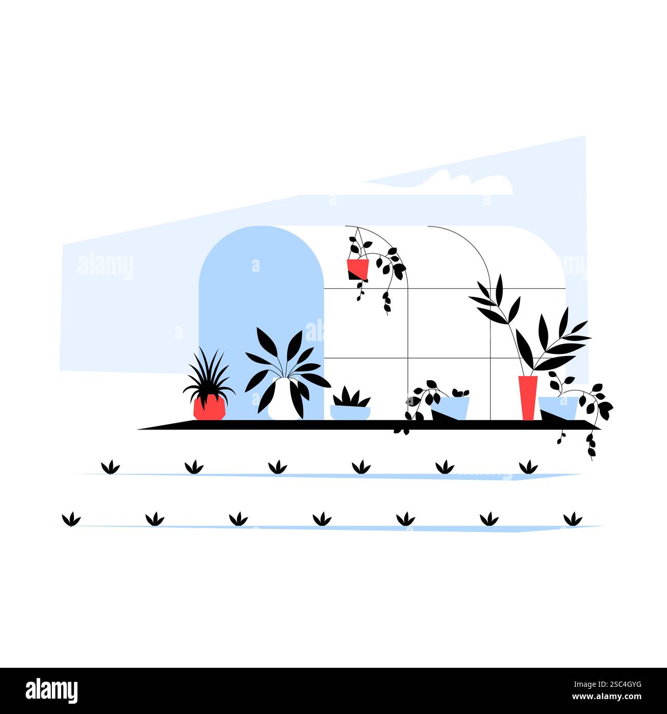 House green windows vegetation Stock Vector Images - Alamy