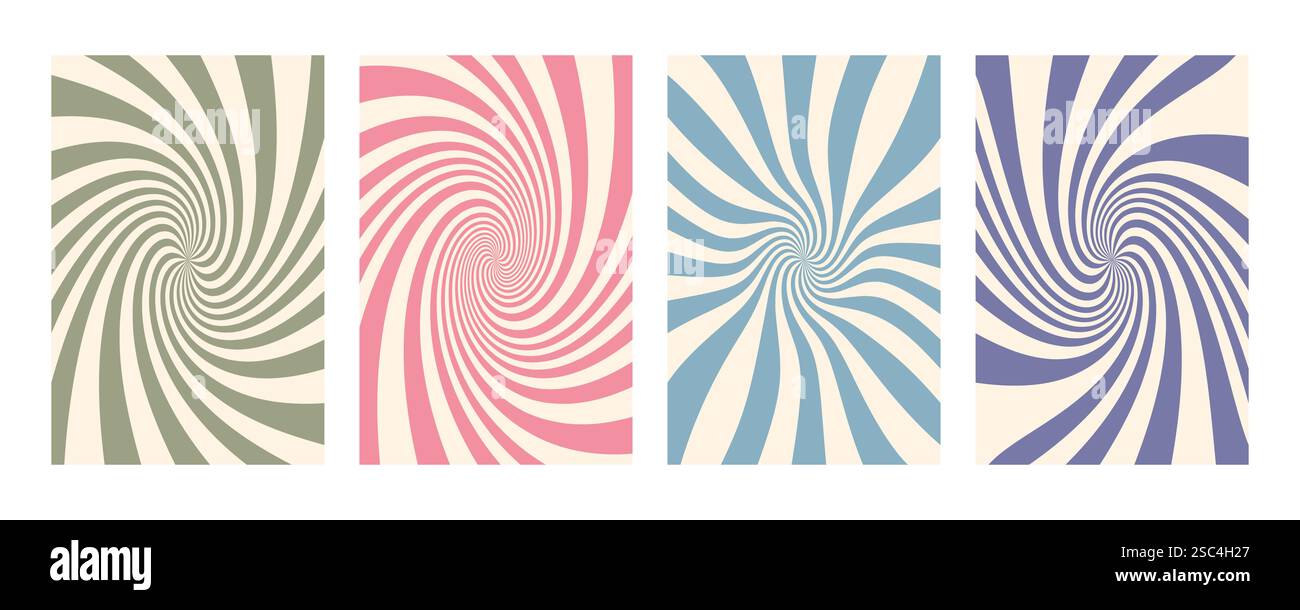 Groovy swirl stripe set. Hand drawn groovy, hippie backgrounds. Y2k ...
