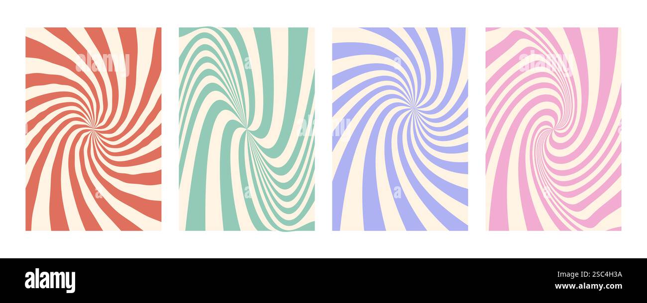 Groovy swirl stripe set. Hand drawn groovy, hippie backgrounds. Y2k ...