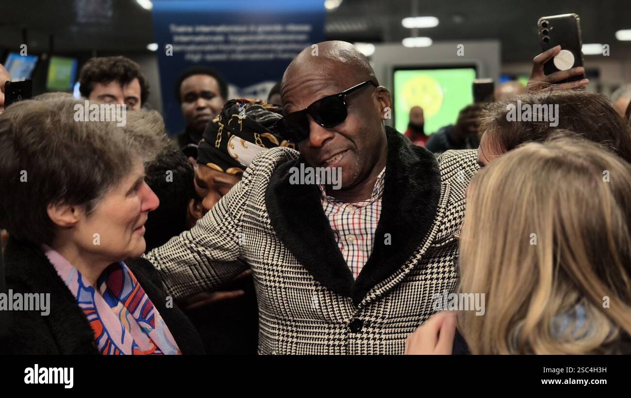 Jean-Jacques Wondo pictured as he arrived at Brussels-Midi train ...