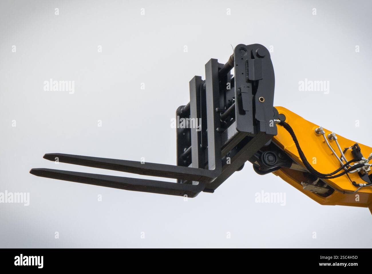 Forklift loader or stacker. Part of hydraulic and pneumatic mechanism ...