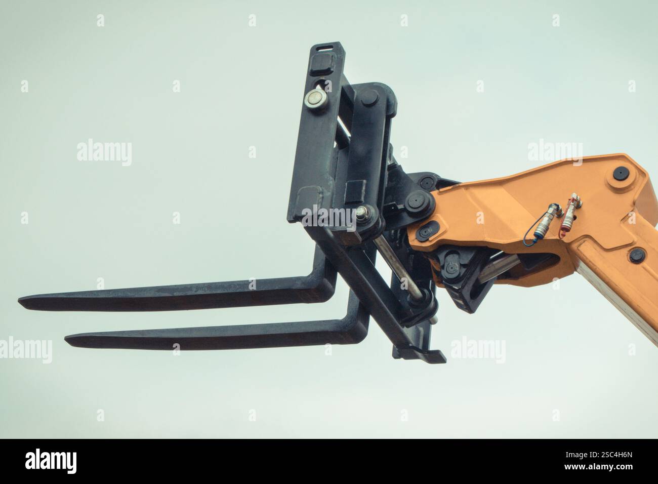 Forklift loader or stacker. Part of hydraulic and pneumatic mechanism ...