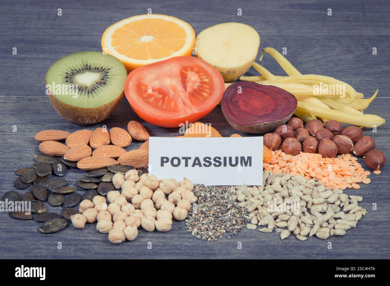 Healthy eating containing natural potassium, vitamin K, minerals and ...