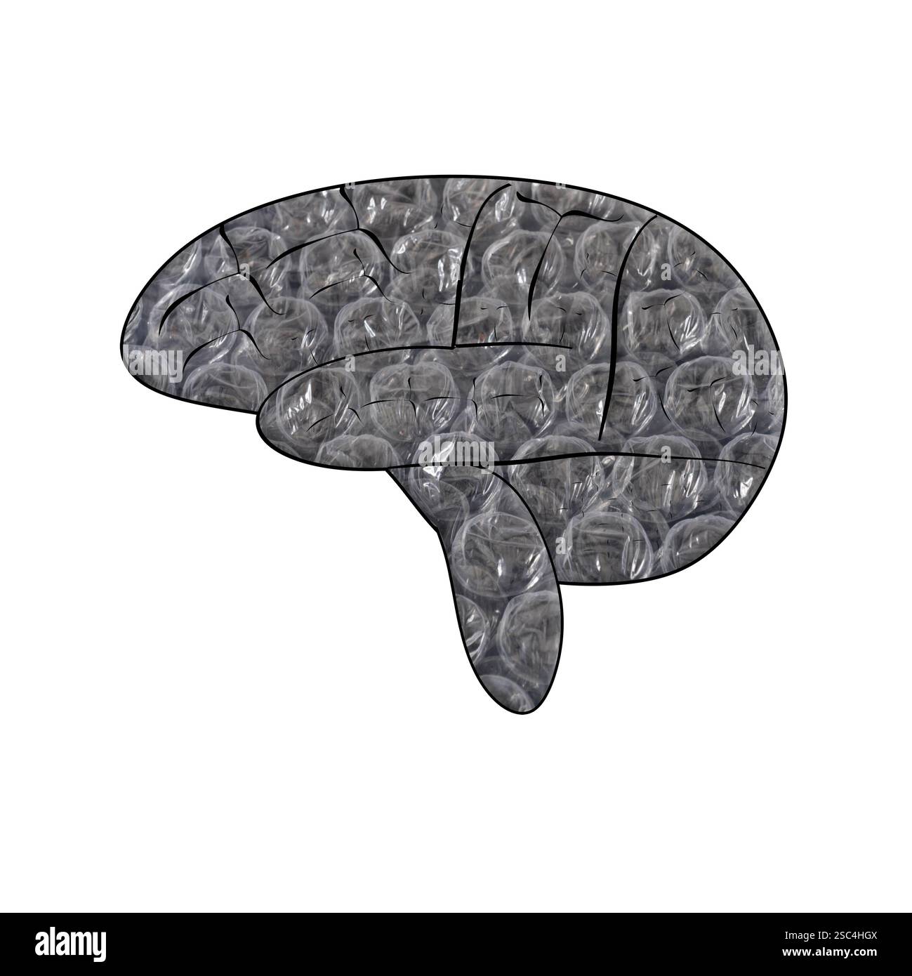 Digital composite Human brain shape with an overlay of plastic ...