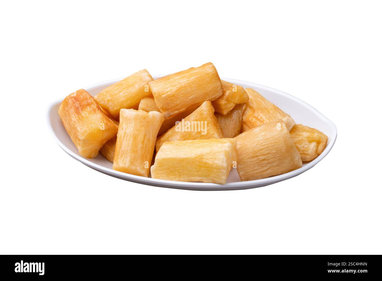 Traditional brazilian fried manioc in a plate isolated over white ...