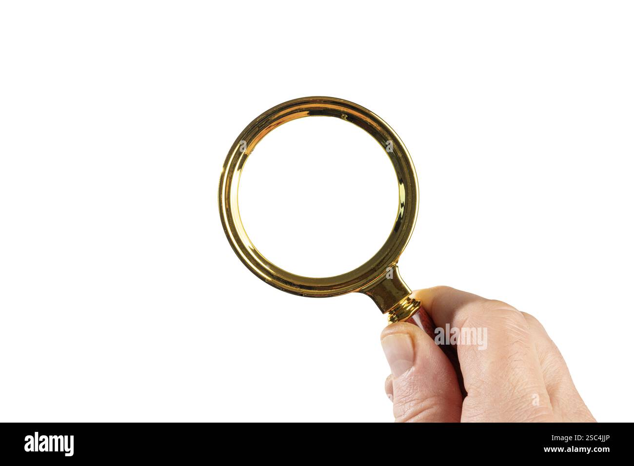 Hand magnifier on transparent Cut Out Stock Images & Pictures - Alamy