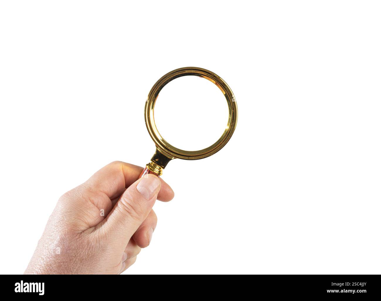 Hand magnifier on transparent Cut Out Stock Images & Pictures - Alamy