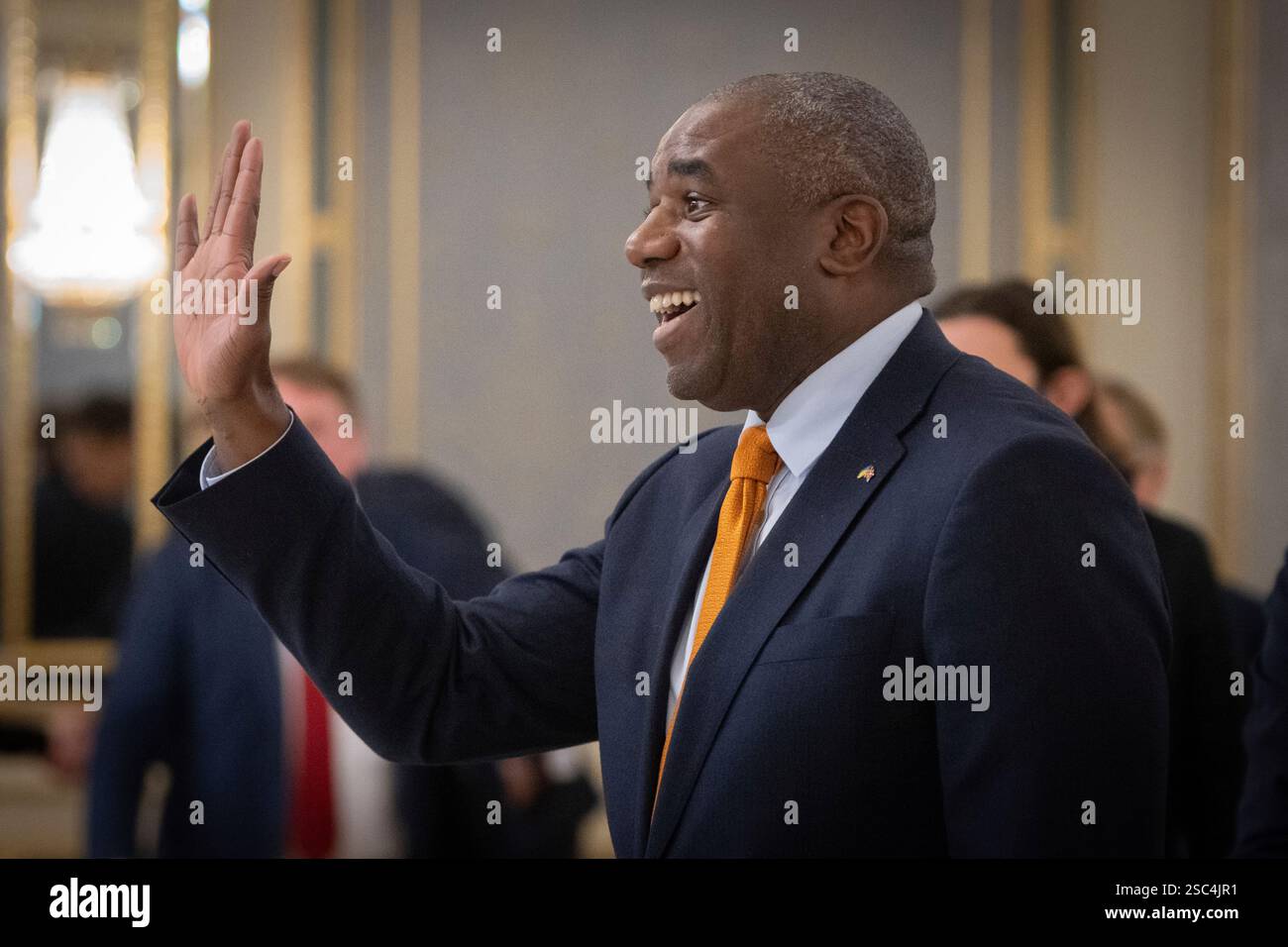Britain's Foreign Secretary David Lammy smiles during his meeting with ...