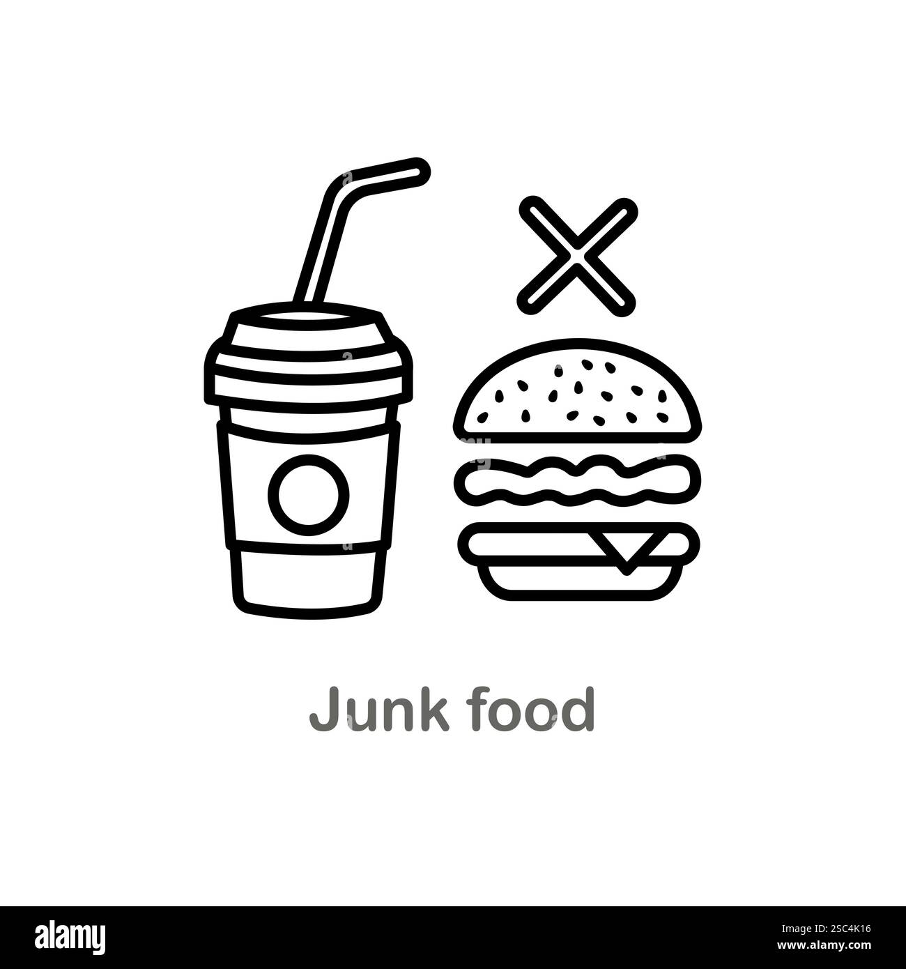 junk food line icon. linear style sign for mobile concept and web ...