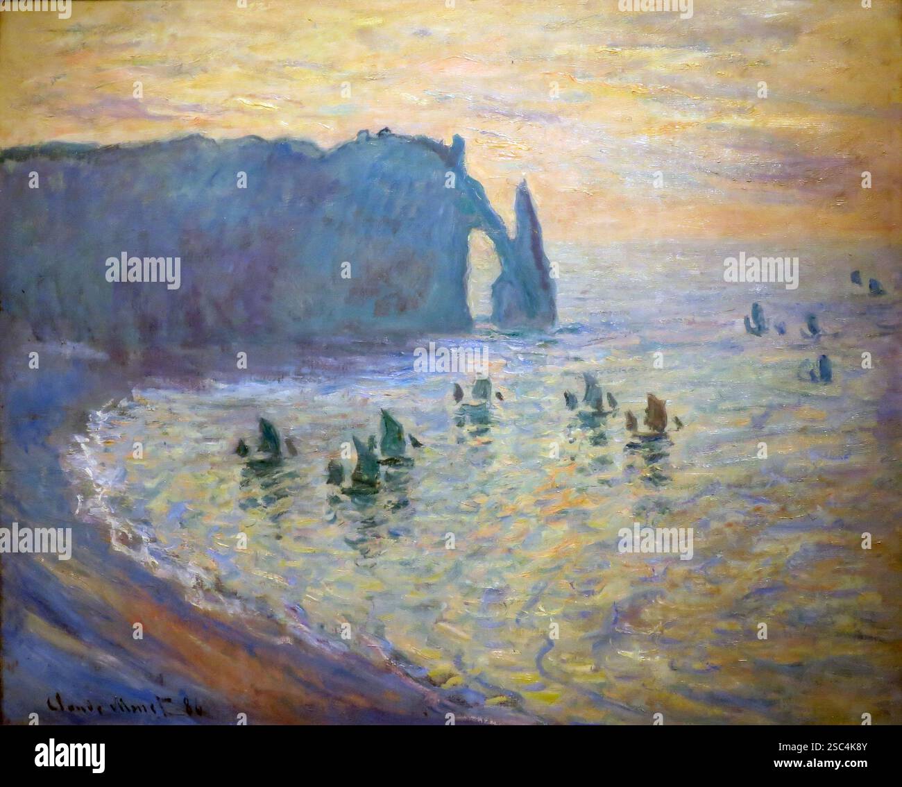 Cliffs at Étretat is an oil on canvas painting by Claude Monet, signed ...