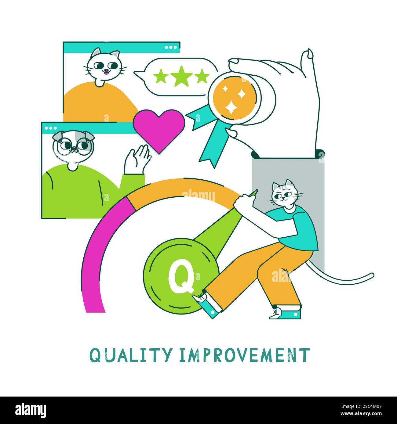 Quality improvement concept illustrated through engaging elements like ...