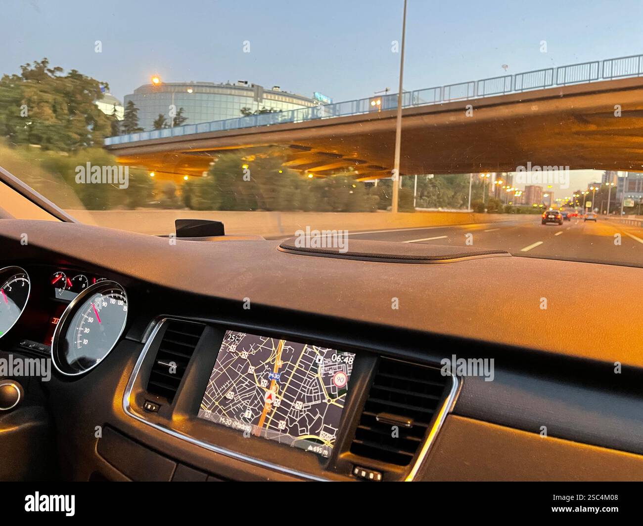 Road viewed from inside a car Stock Photo - Alamy