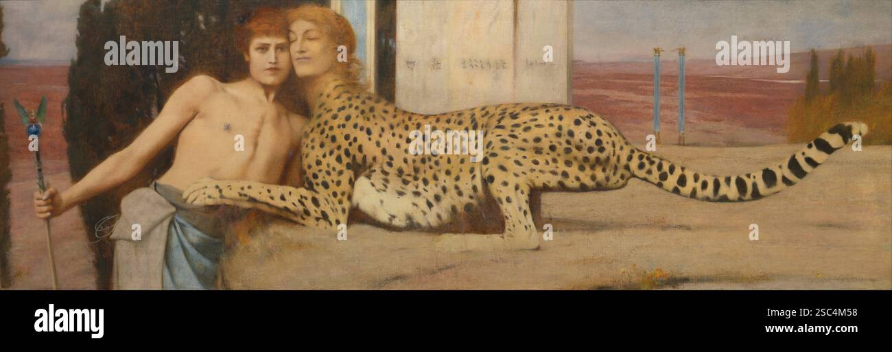 Caresses (1896) by Fernand Khnopff, a Symbolist depiction of Oedipus ...