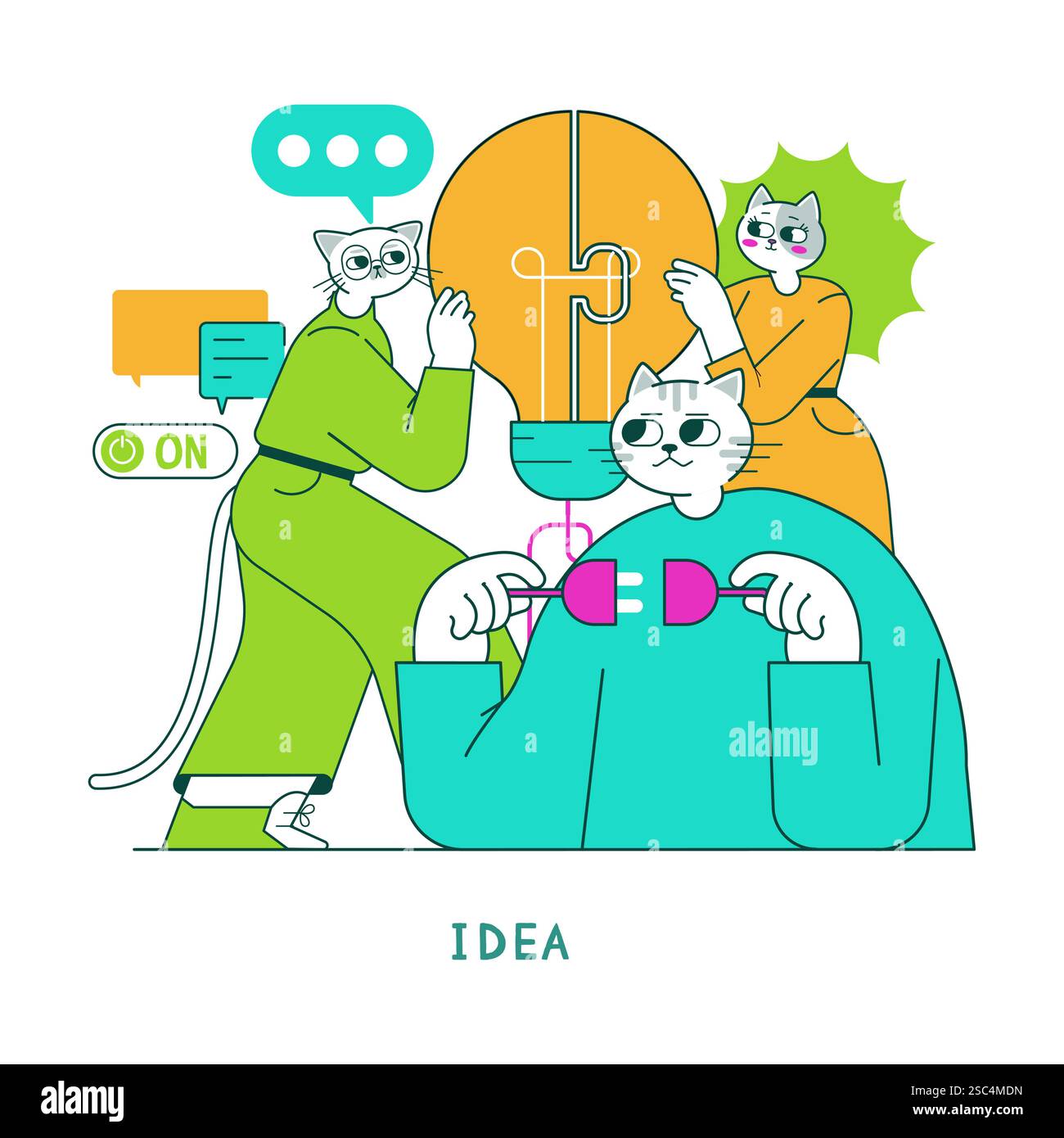 Creative business idea illustration featuring cats collaborating with ...