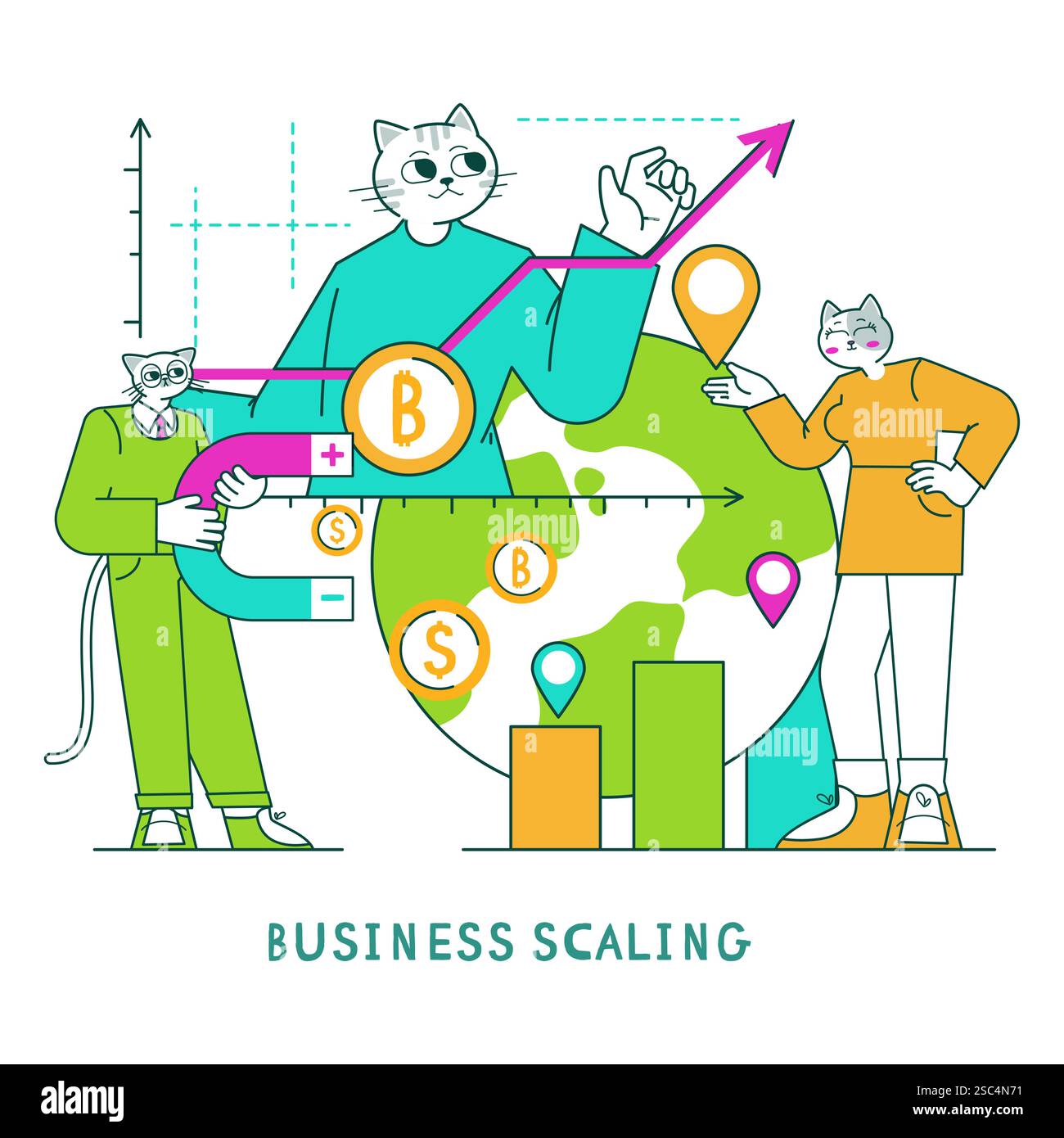 Business scaling illustration. Featuring a creative representation of ...