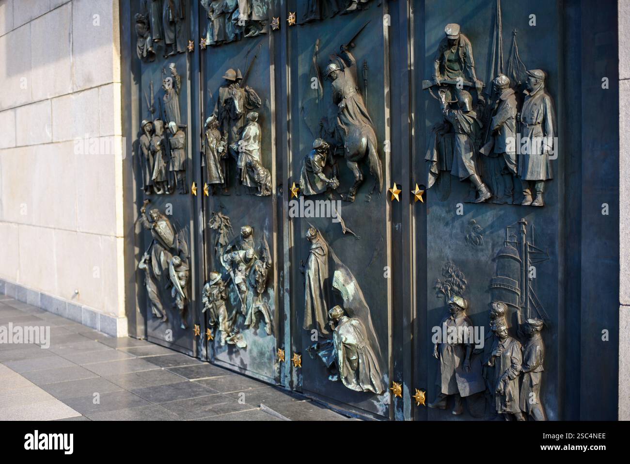 Detail of bronze doors at the National Monument at Vitkov hill in ...