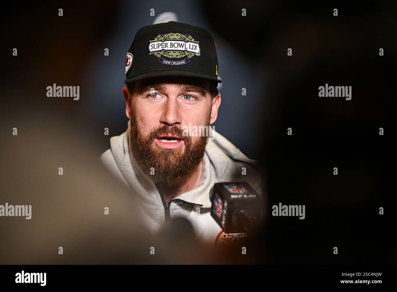 Kansas City Chiefs Tight End, Travis Kelce, during a media conference ...