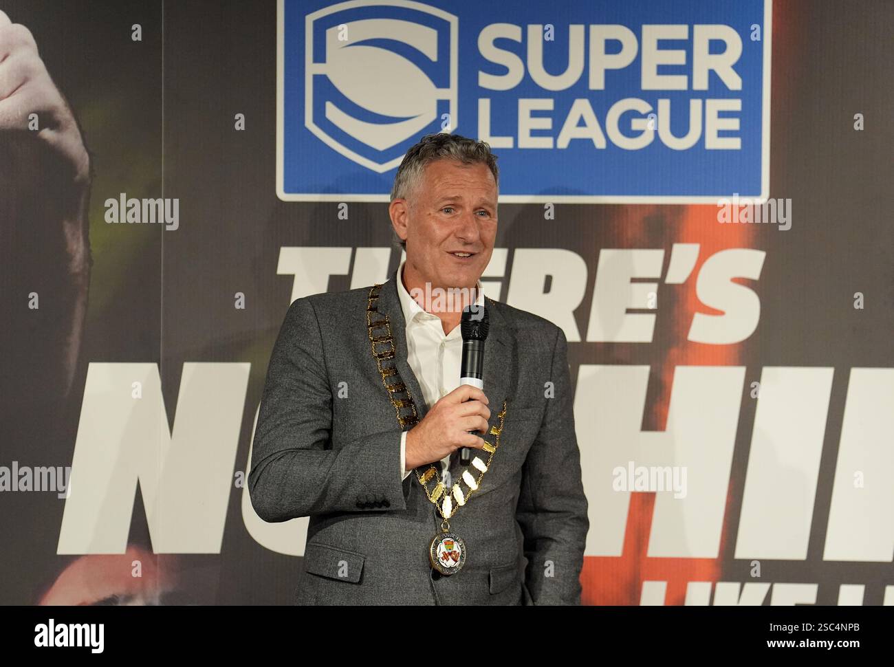 New RFL President Adam Hills at the Co-op Live arena, Manchester ...