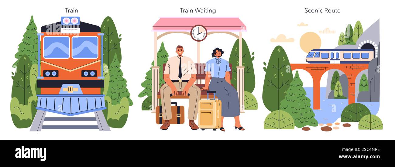 Train Travel concept. This illustration captures the essence of a train ...