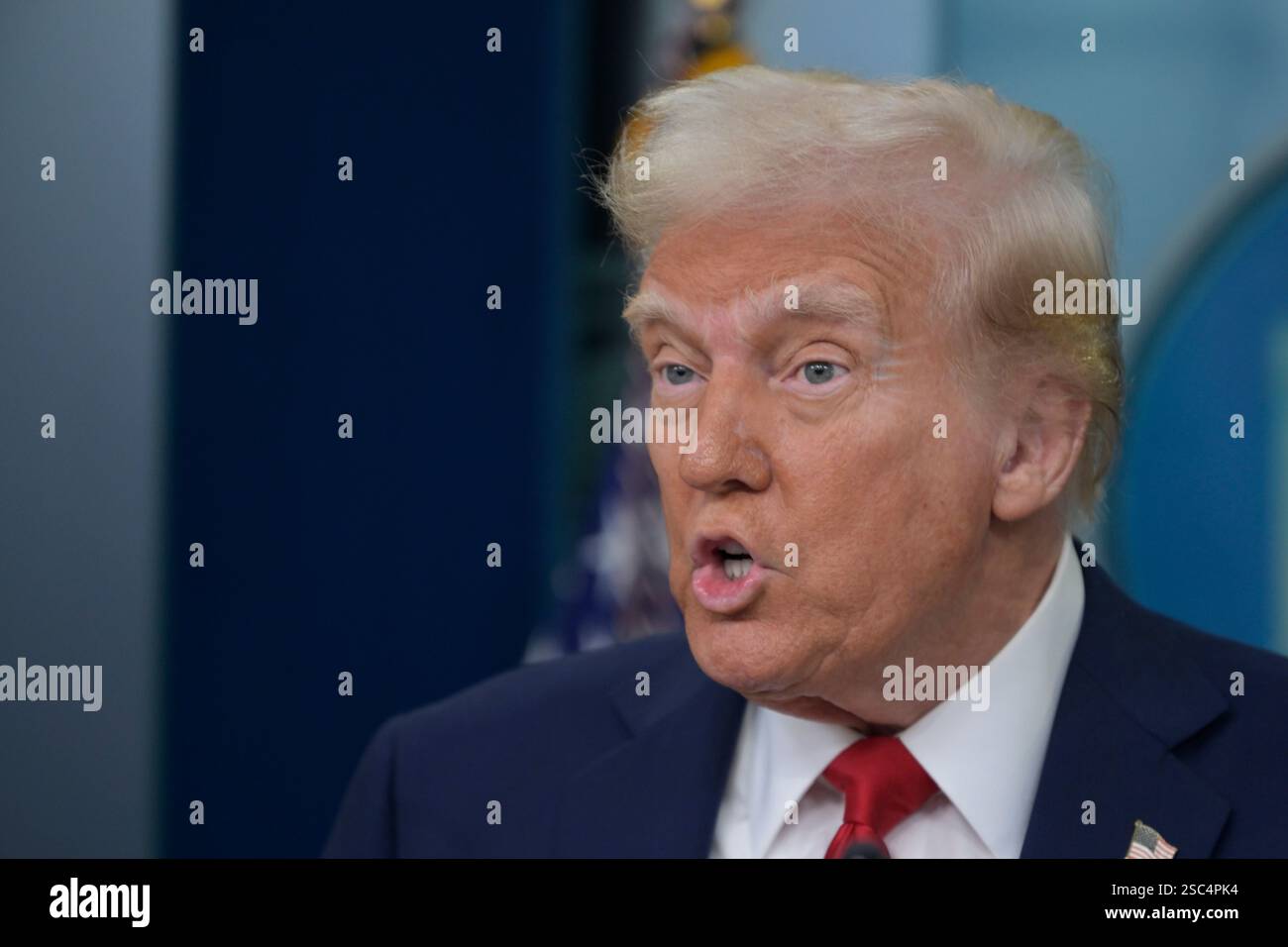 US President Donald Trump Speaks about the Aviation Disaster during a ...