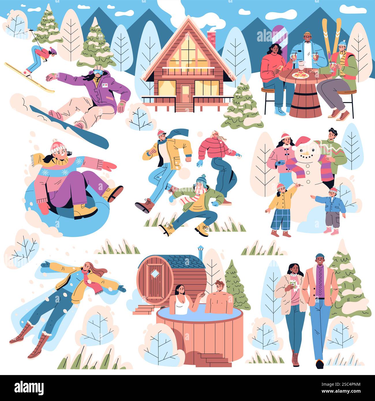 Group in a hot tub Stock Vector Images - Alamy