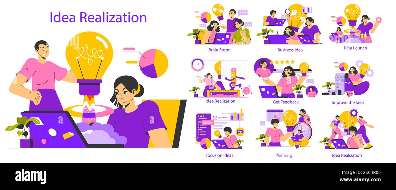 Idea Realization concept. The process of turning ideas into actionable ...