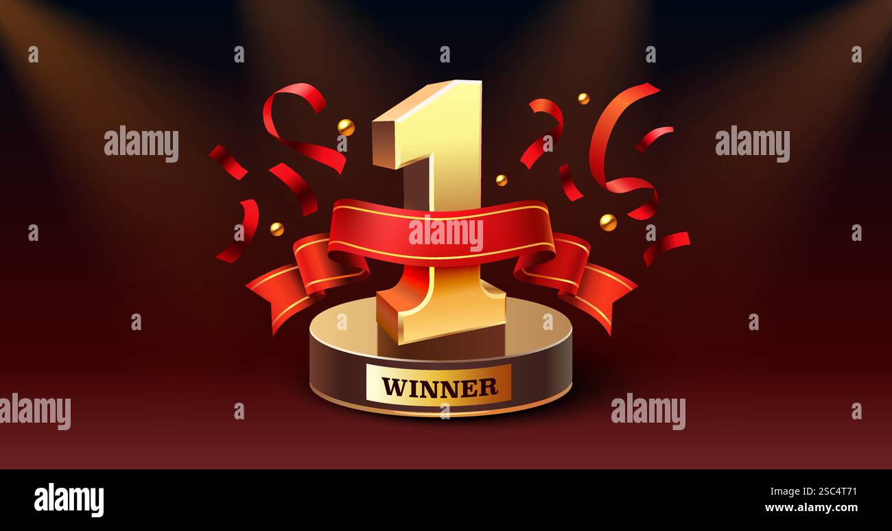 Winner number one, best podium award sign, golden object. Vector Stock ...
