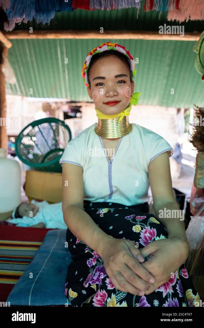Long neck Karen woman in Chiang Mai Province Thailand Asia Stock Photo ...