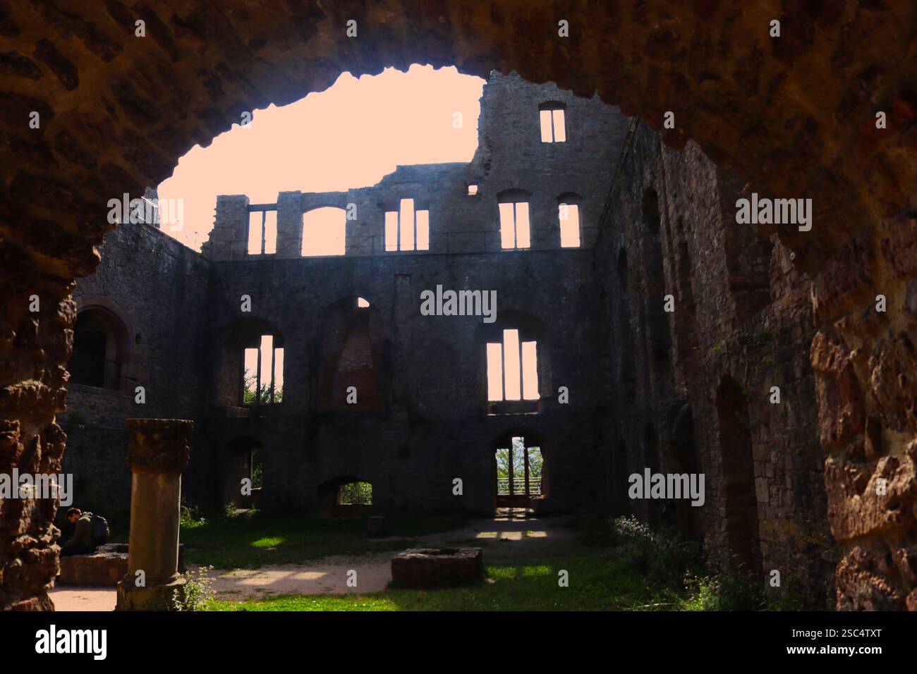 View trough an arc at the ruins of the Old Hohenbaden Castle, Baden ...