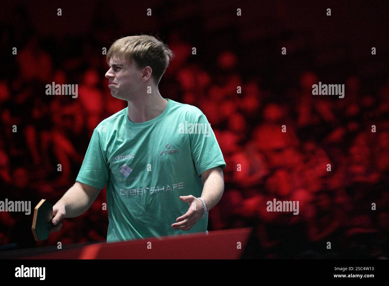 SINGAPORE, Feb. 5, 2025 -- Truls Moregard reacts during the men's ...