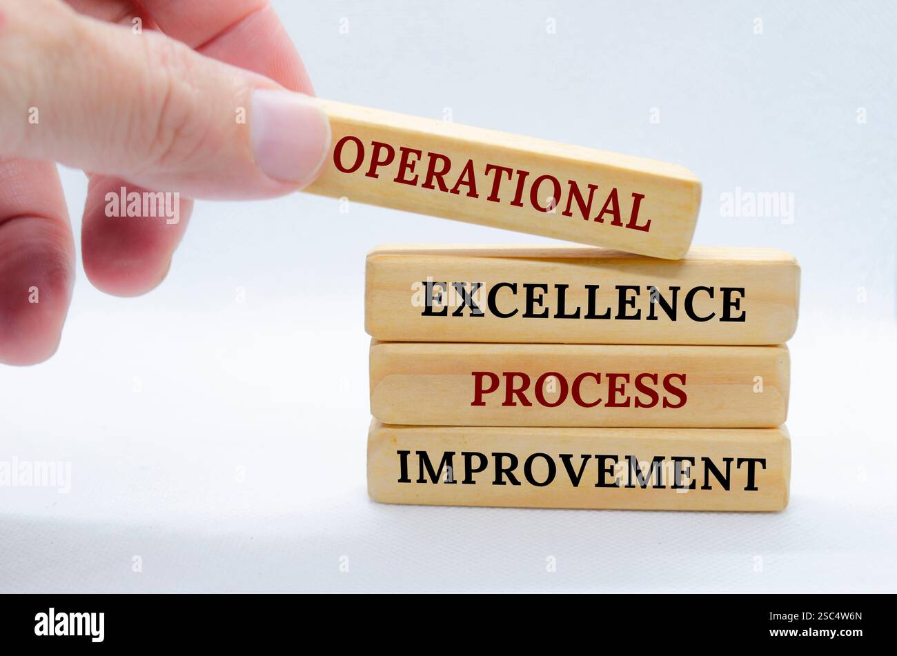 Operational Excellence and Process Improvement text on wooden blocks ...