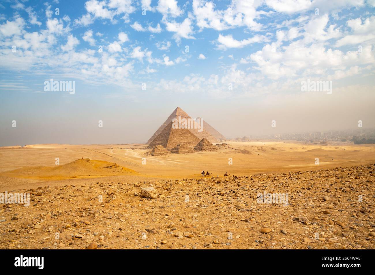 Egypt. Cairo - Giza. General view of pyramids from the Giza Plateau ...