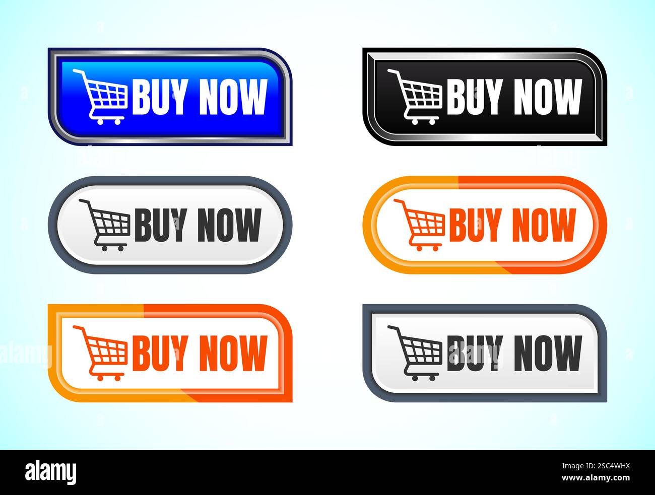 Buy Now button set of different shapes and colors. Suitable for mobile ...