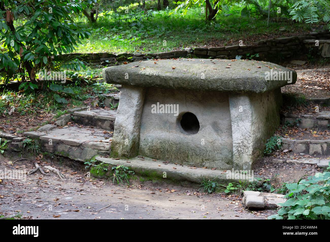The Stone Dolmen. Decorative dolmen in Sochi arboretum. megalithic ...
