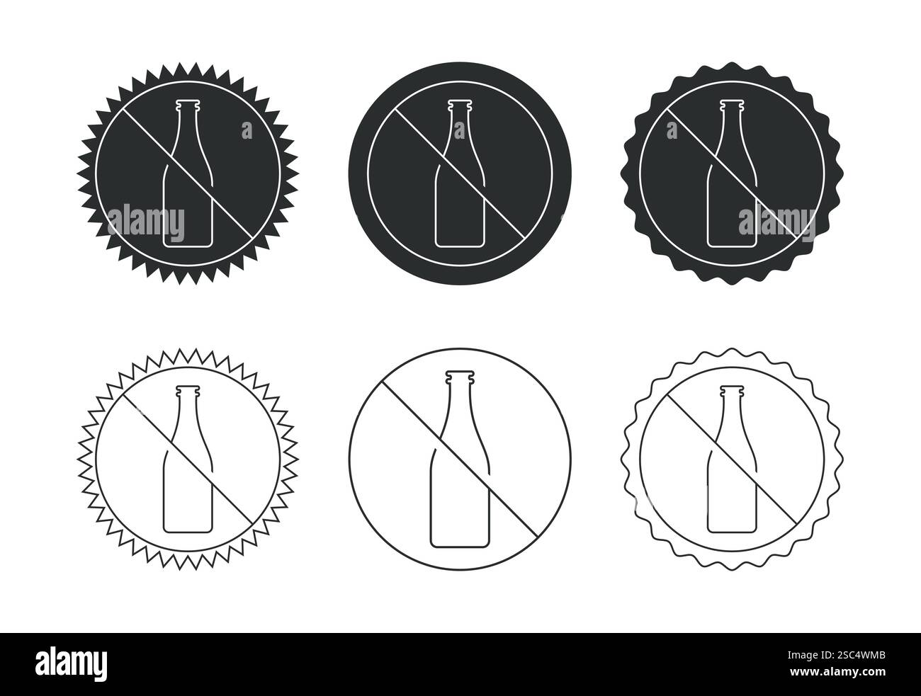 Alcohol Free Icon Design Illustration, No Alcohol Sign Symbol Stock ...