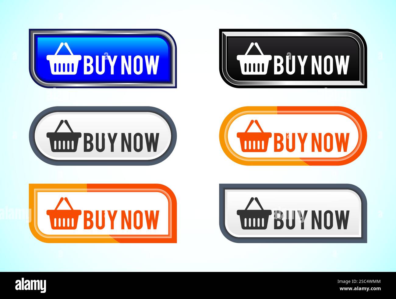 Buy Now button set of different shapes and colors. Suitable for mobile ...