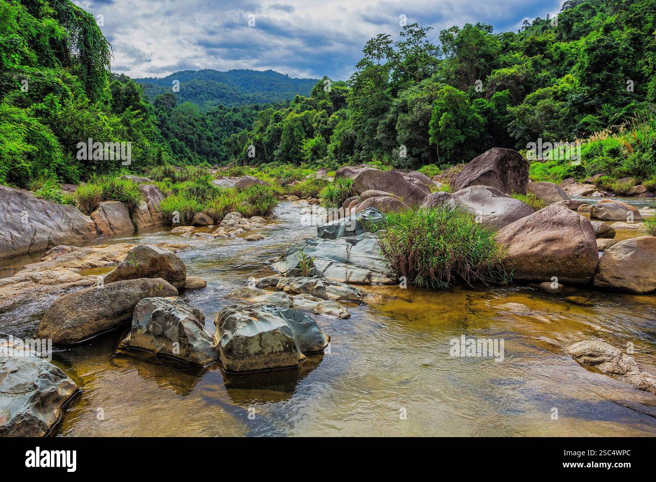 surroundings and landmarks of Yang Bay waterfall in Vietnam Stock Photo ...
