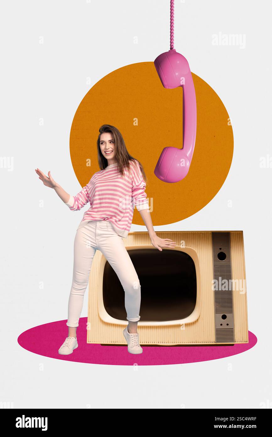 Template sketch image composite artwork collage of landline phone ...