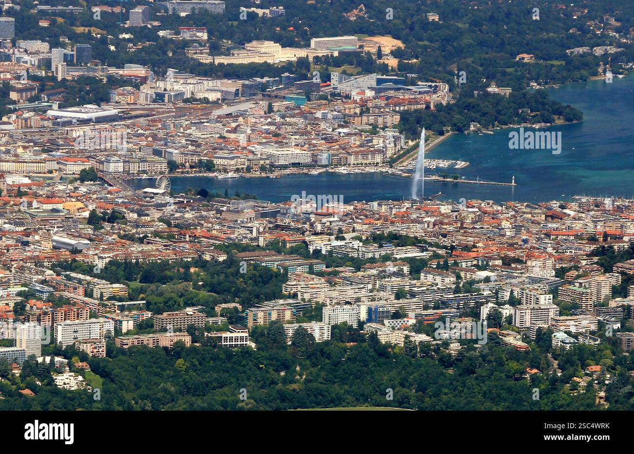 Aerial view of Geneva and the end of Lake Geneva Stock Photo - Alamy