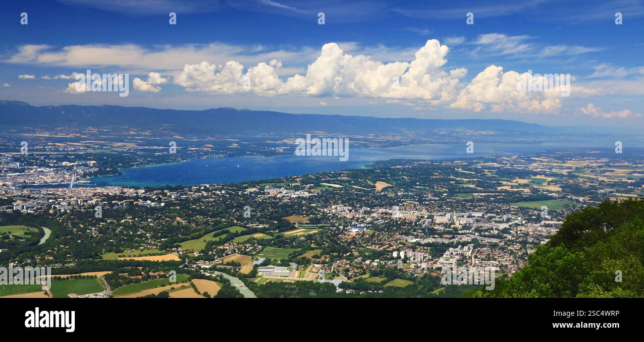 Aerial view of Geneva and the end of Lake Geneva Stock Photo - Alamy