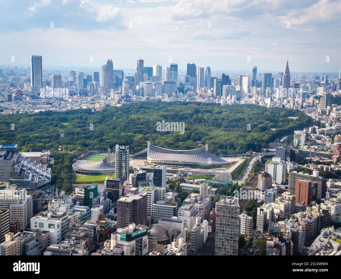 Views of Tokyo from Shibuya Sky rooftop at sunset, in Shibuya, Tokyo ...