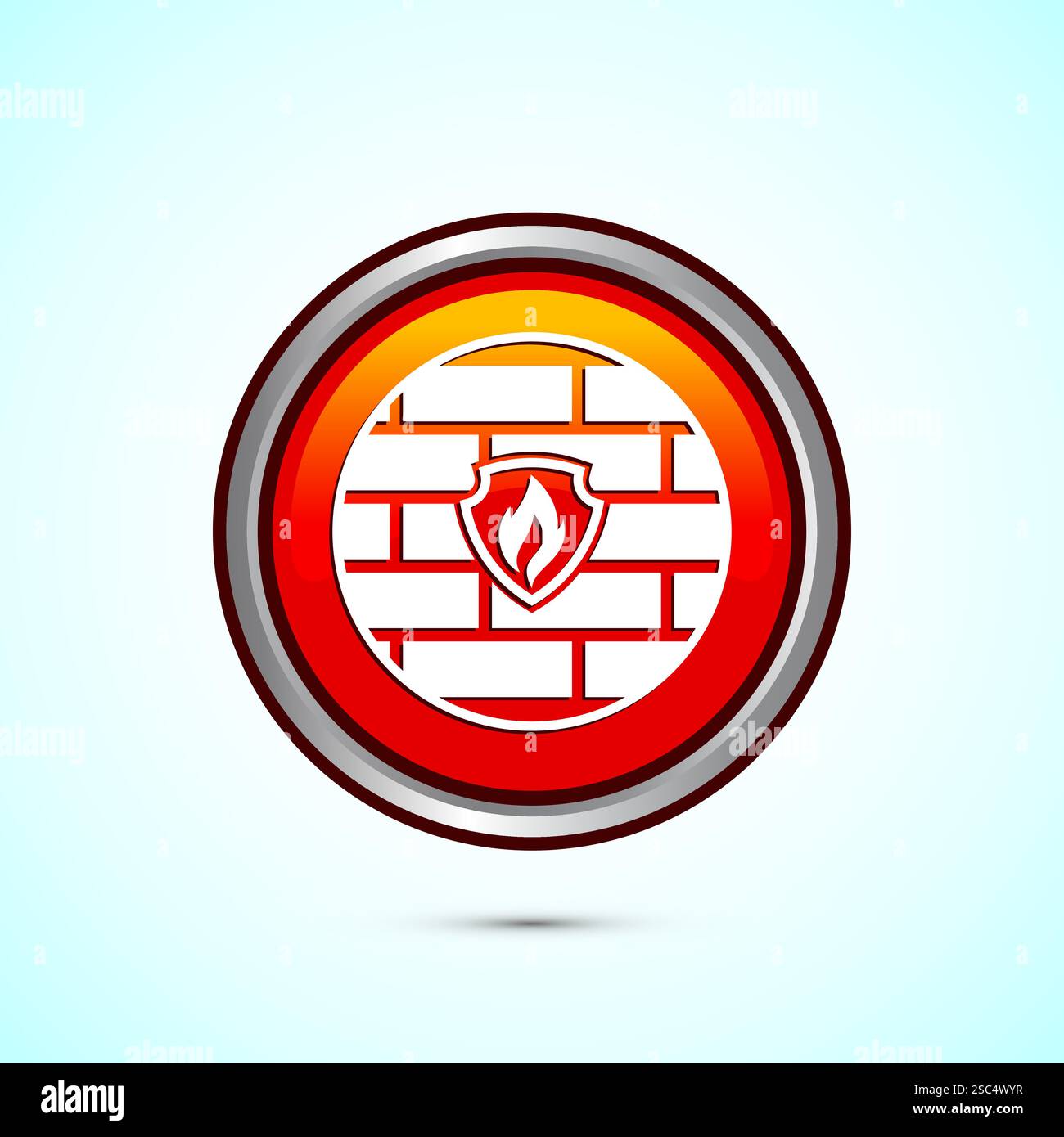 Firewall icon design illustration. Brick wall and fire icon, Internet ...