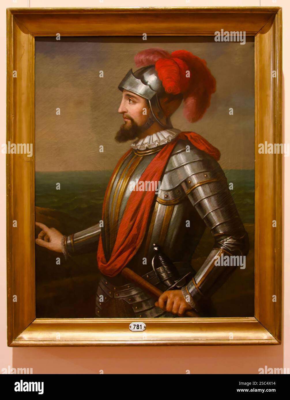 19th century oil on canvas portrait Vasco Nunez de Balboa by an ...