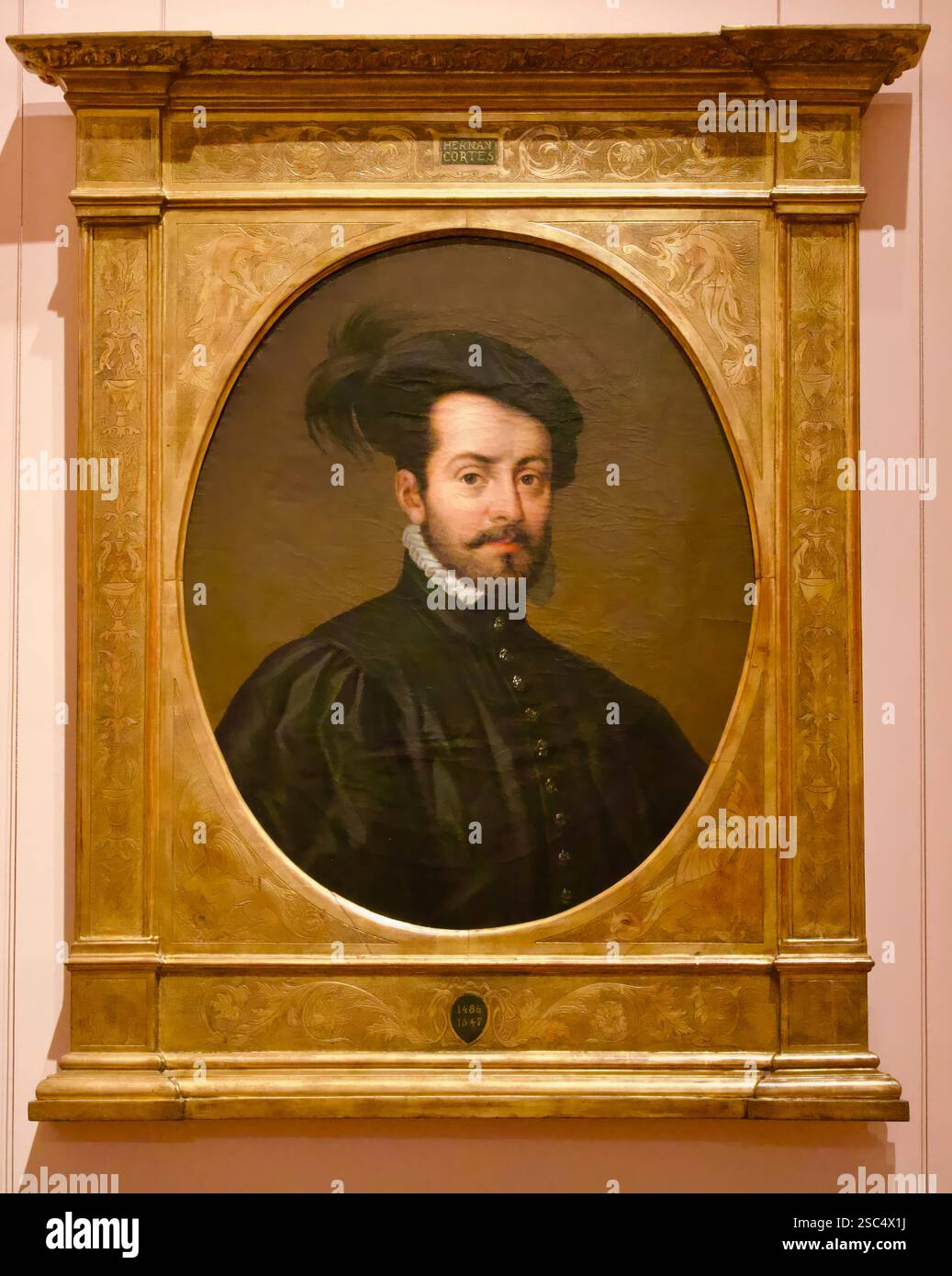 Circa 1850 oil on canvas portrait Hernan Cortes by an anonymous artist ...