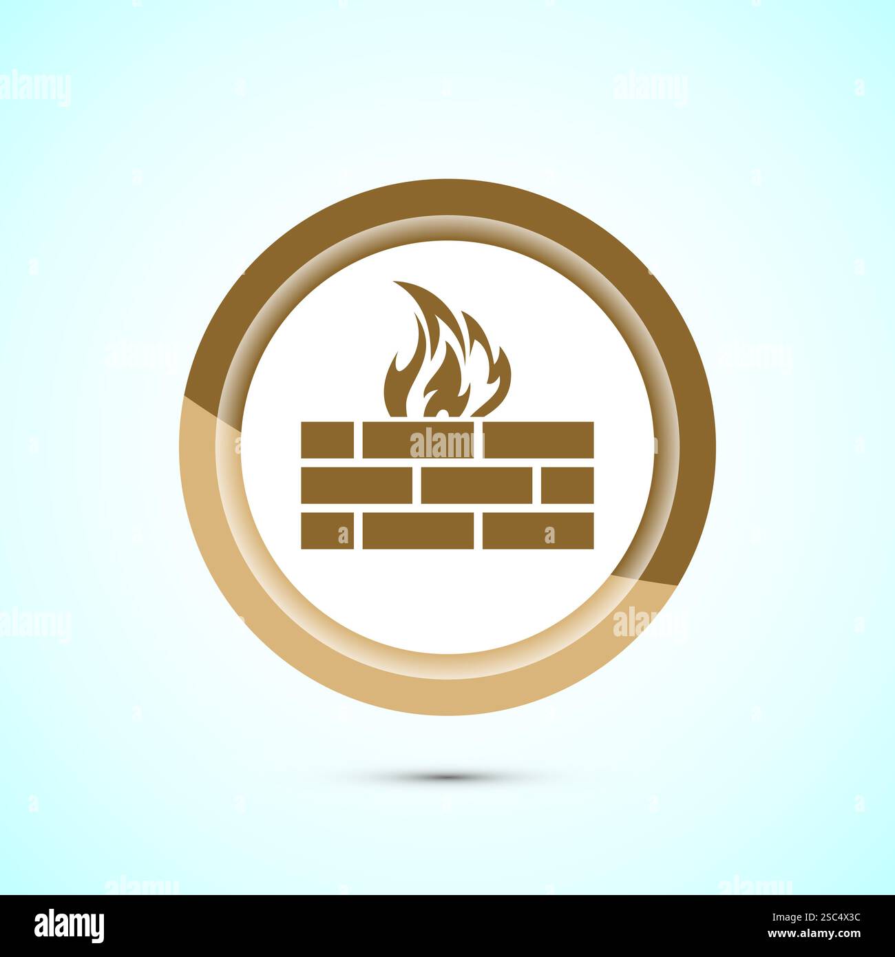 Firewall icon design illustration. Brick wall and fire icon, Internet ...
