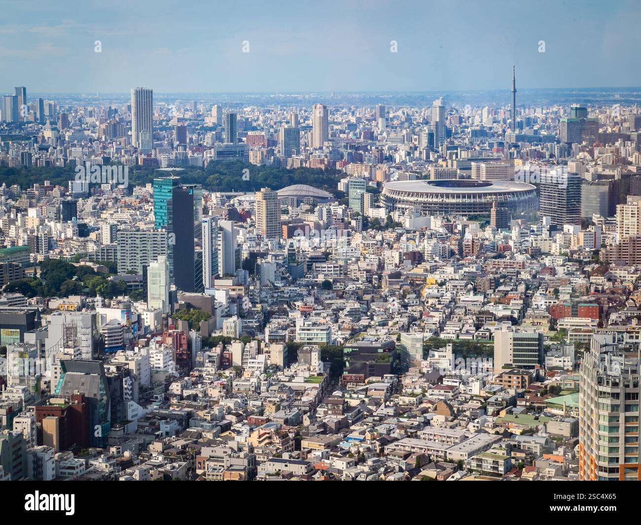 Views of Tokyo from Shibuya Sky rooftop at sunset, in Shibuya, Tokyo ...